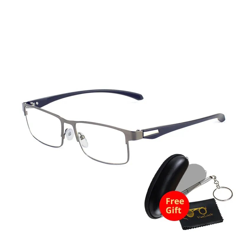 Мужские деловые очки VANLOOK TR90 золотые 1.00-4.0 Gunmetal with case, +300