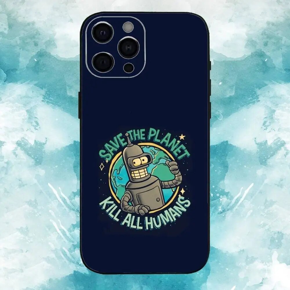 Черный чехол для iPhone 16 Pro Bender Futurama