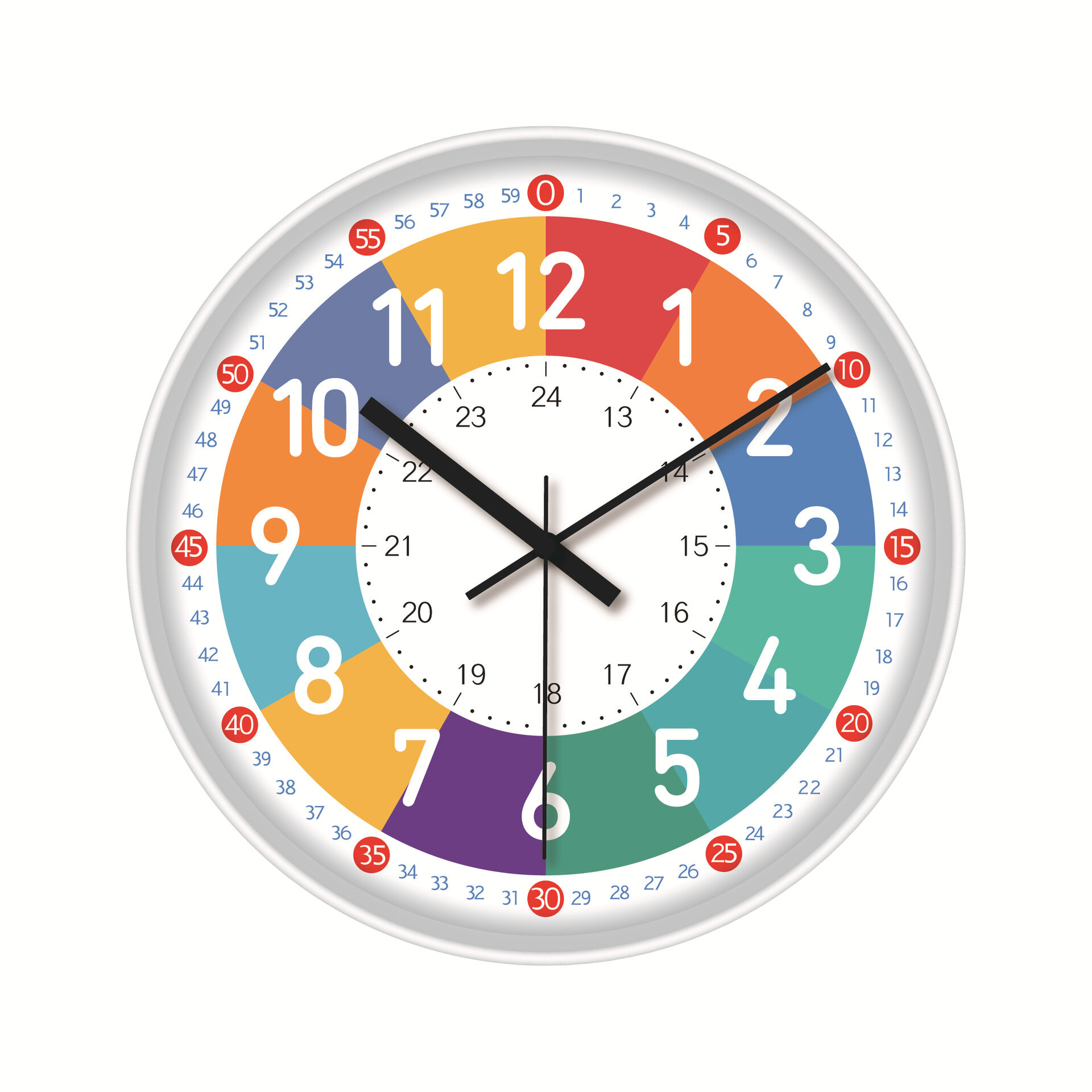 Детские обучающие настенные часы для раннего развития 12inch года, мультяшные бесшумные часы, декоративные часы для дома и спальни, часы для учеников начальной школы