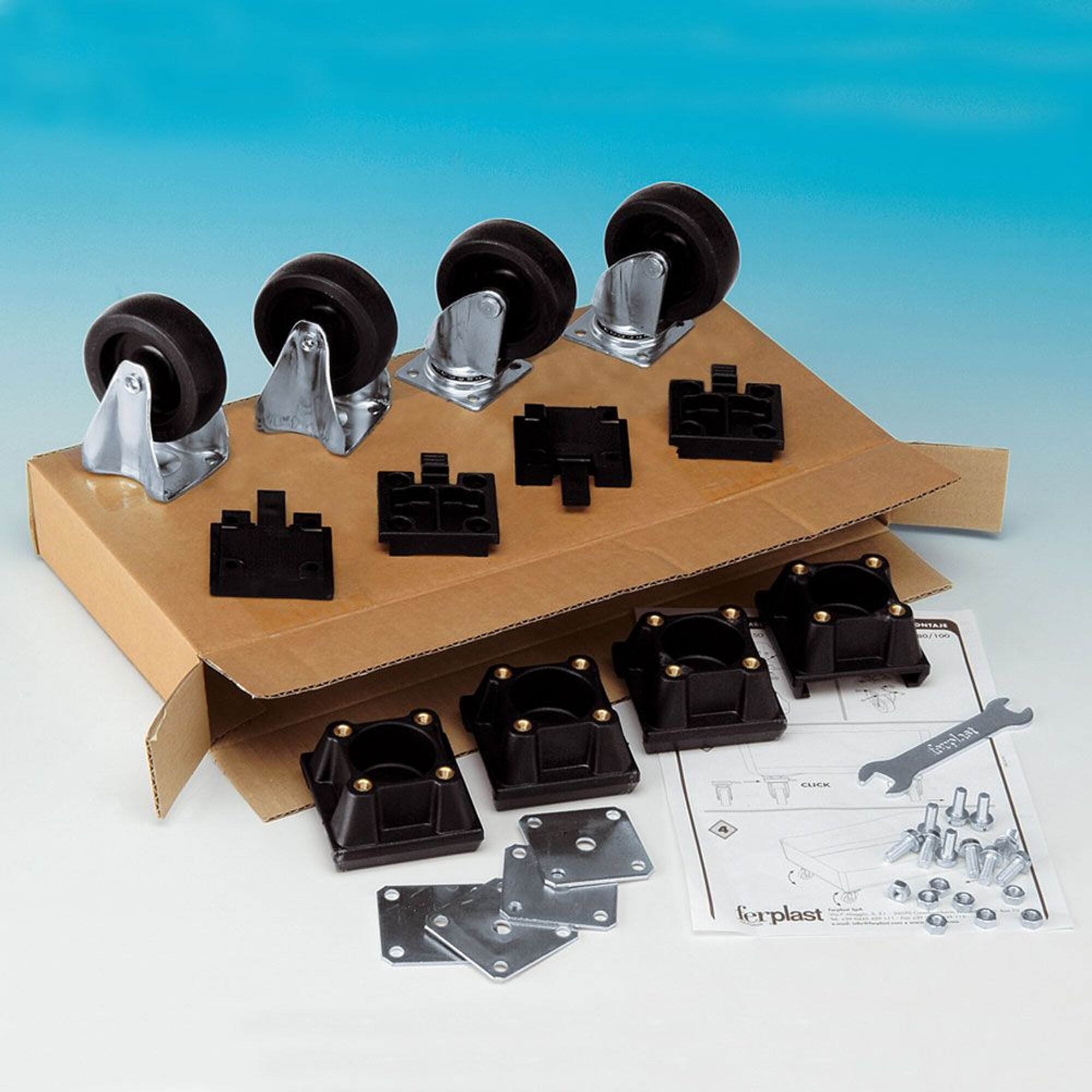 Комплект колес L388 для переноски Ferplast ATLAS 70, цвет черный