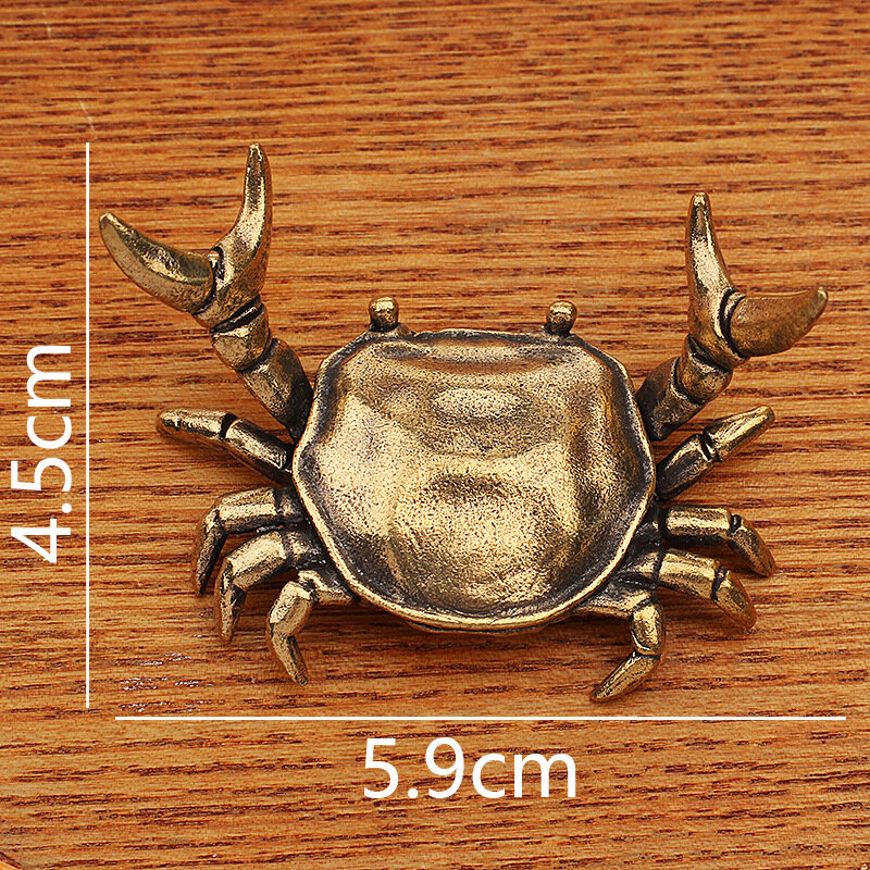 Винтажный латунный орнамент в виде краба, маленькая ручная фигурка, креативный персонализированный подарок, коллекционный предмет