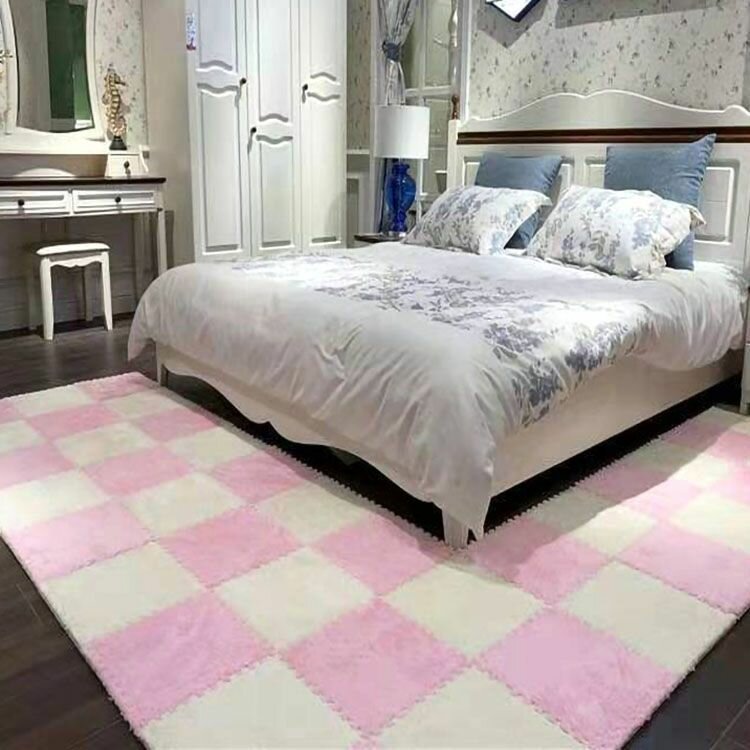 Плюшевый коврик для пола в стиле пэчворк, полный коврик у кровати, утолщенный квадратный пенопластовый коврик для гостиной, пазл-ковер