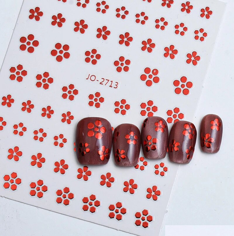 Наклейки на ногти с цветами, JO2713red, Красный