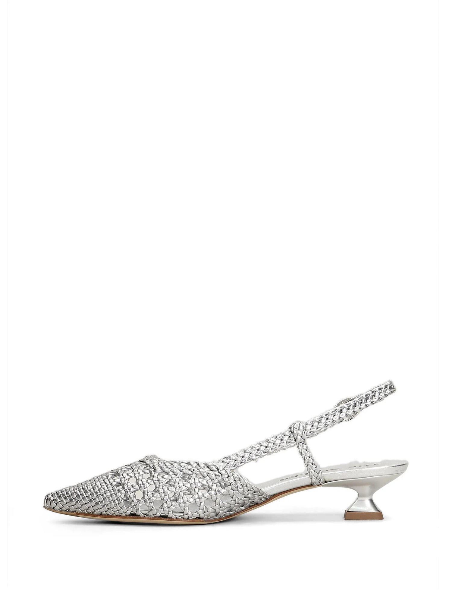 Туфли The Seller Woven-leather slingback pumps, размер 38, Silver — фото 1
