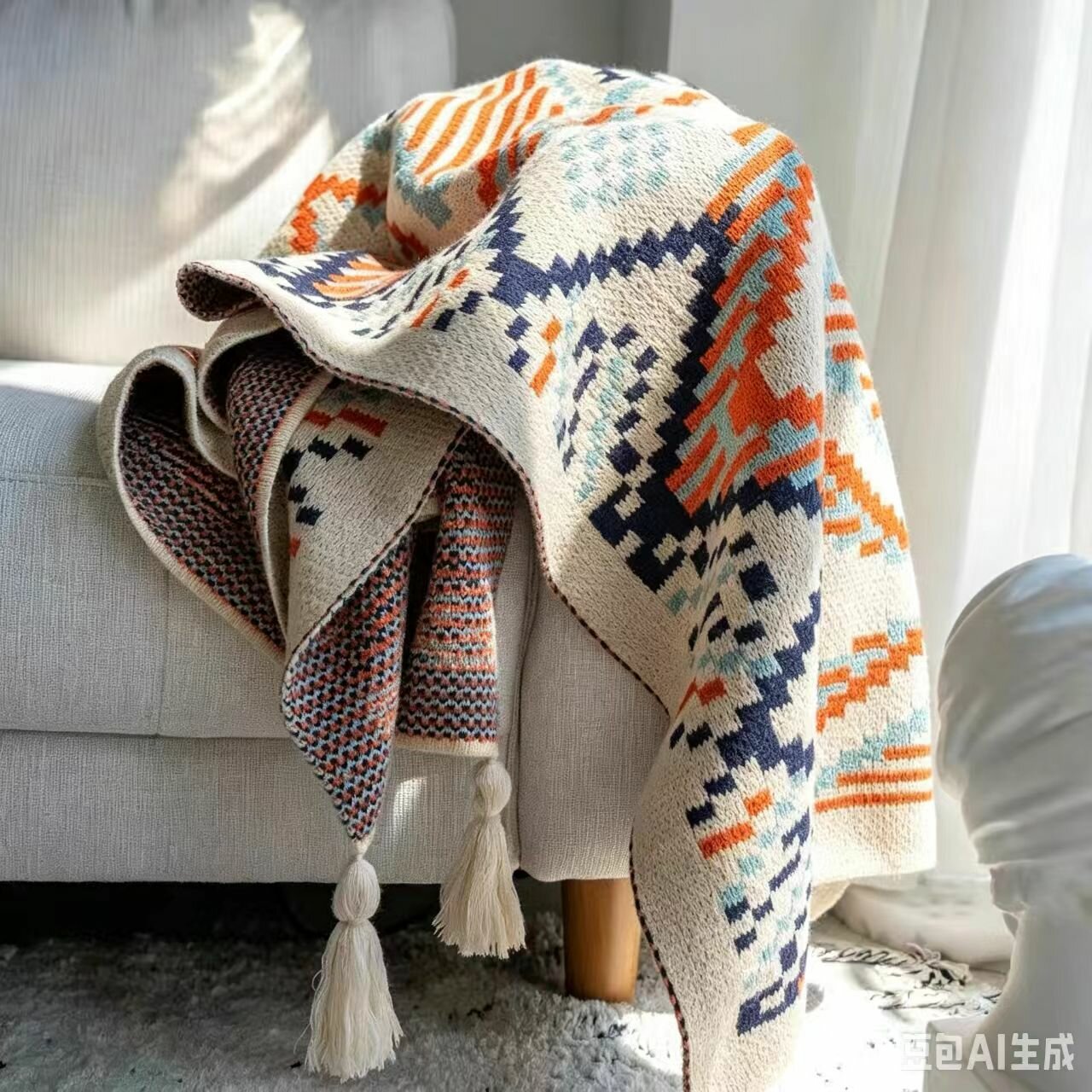 Одеяло "Скандинавский стиль", гобеленовое, вязаное, 1-спальная, 130x170 см