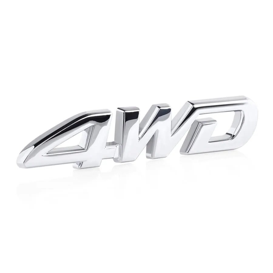 Металлический шильдик 4WD для авто серебристый