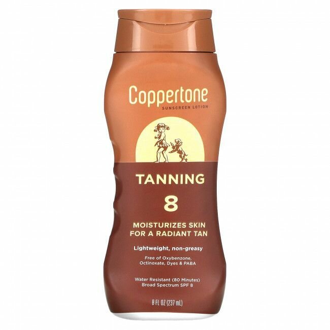Coppertone, Sunning, солнцезащитный лосьон, SPF 8, 237 мл