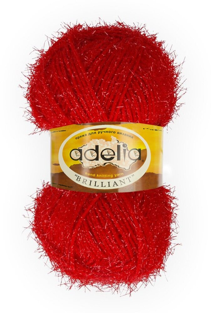 Пряжа ADELIA "BRILLIANT" 100% полиэстер 50 г 90 м №05 красный