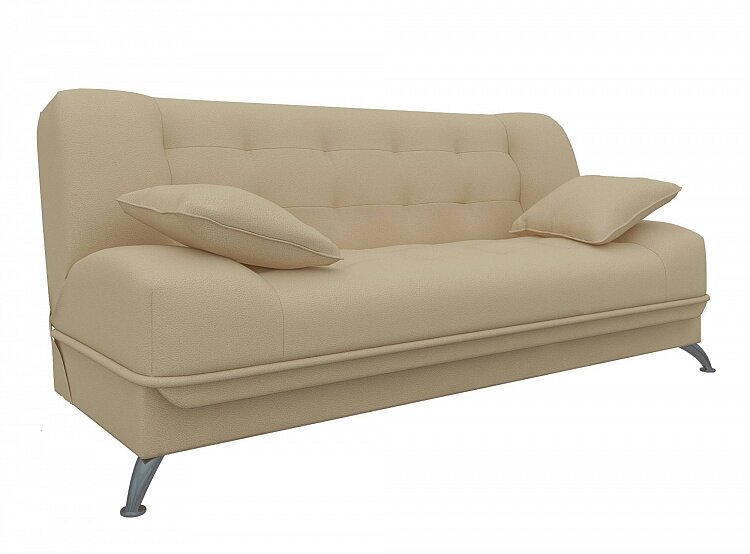 Прямой диван Анна Люкс Бежевый Экокожа, книжка, 202х106х93 см, с ящиком для белья