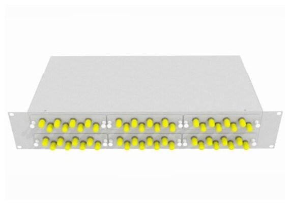 Кросс оптический Toplan , стоечный 19", 48 ST/UPC адаптеров, MM (50/125), 2U, серый, укомплектованный (КРС-Top-2U-48ST/U-OM2-GY)