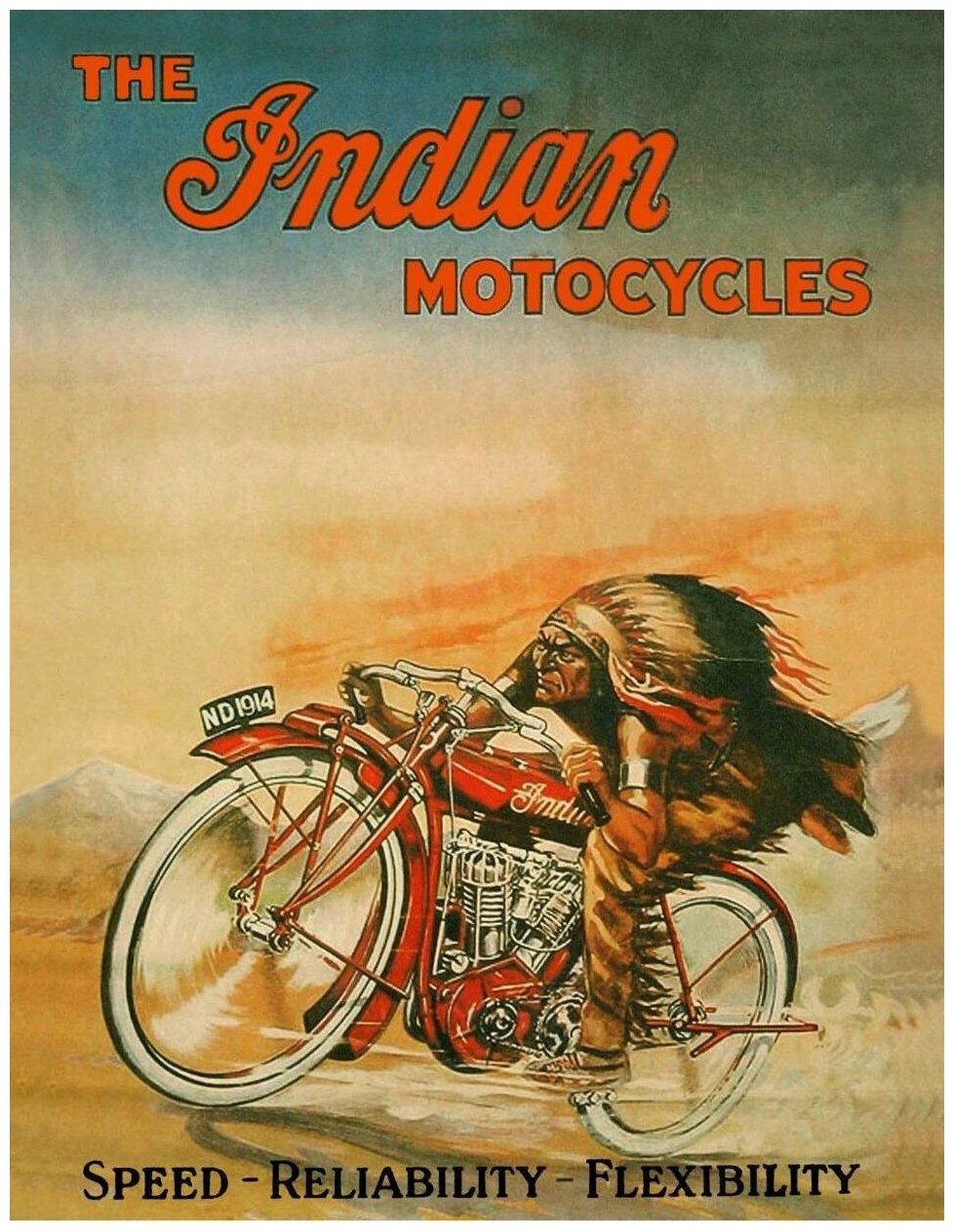 Постер / Плакат / Картина Мотоциклы - Индийский мотоцикл 40х50 см в подарочном тубусе