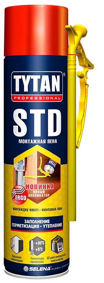Пена монтажная бытовая Tytan Professional STD Эрго всесезонная 500 мл
