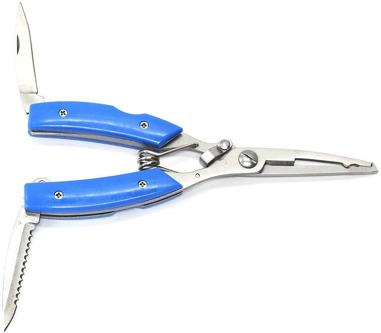 Рыболовные плоскогубцы, кусачки с мультитулом синие + чехол