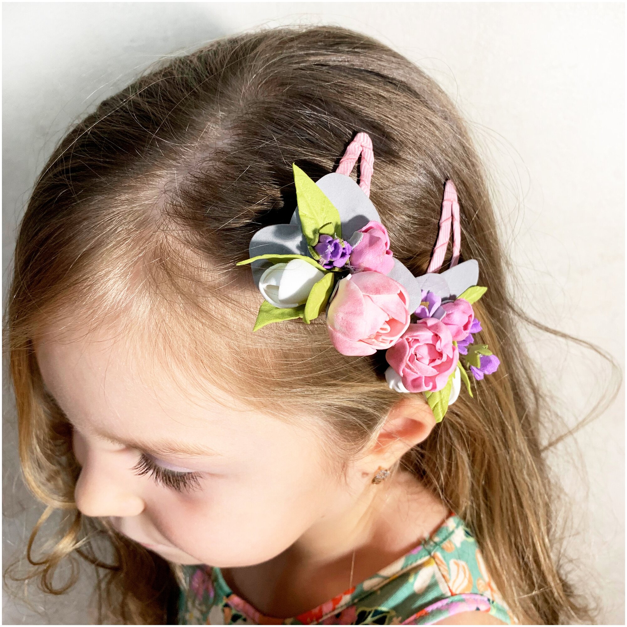 Заколка клик-клак "Чайные розы", авторская работа, в стиле прованс