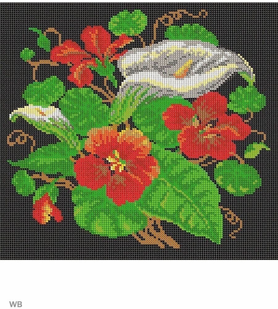 Набор для вышивания бисером картины Цветы