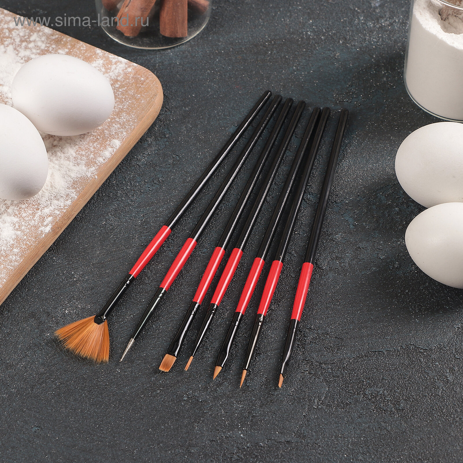 Набор кондитерских кисточек для декорирования Доляна «Рубин», 7 шт, чёрный