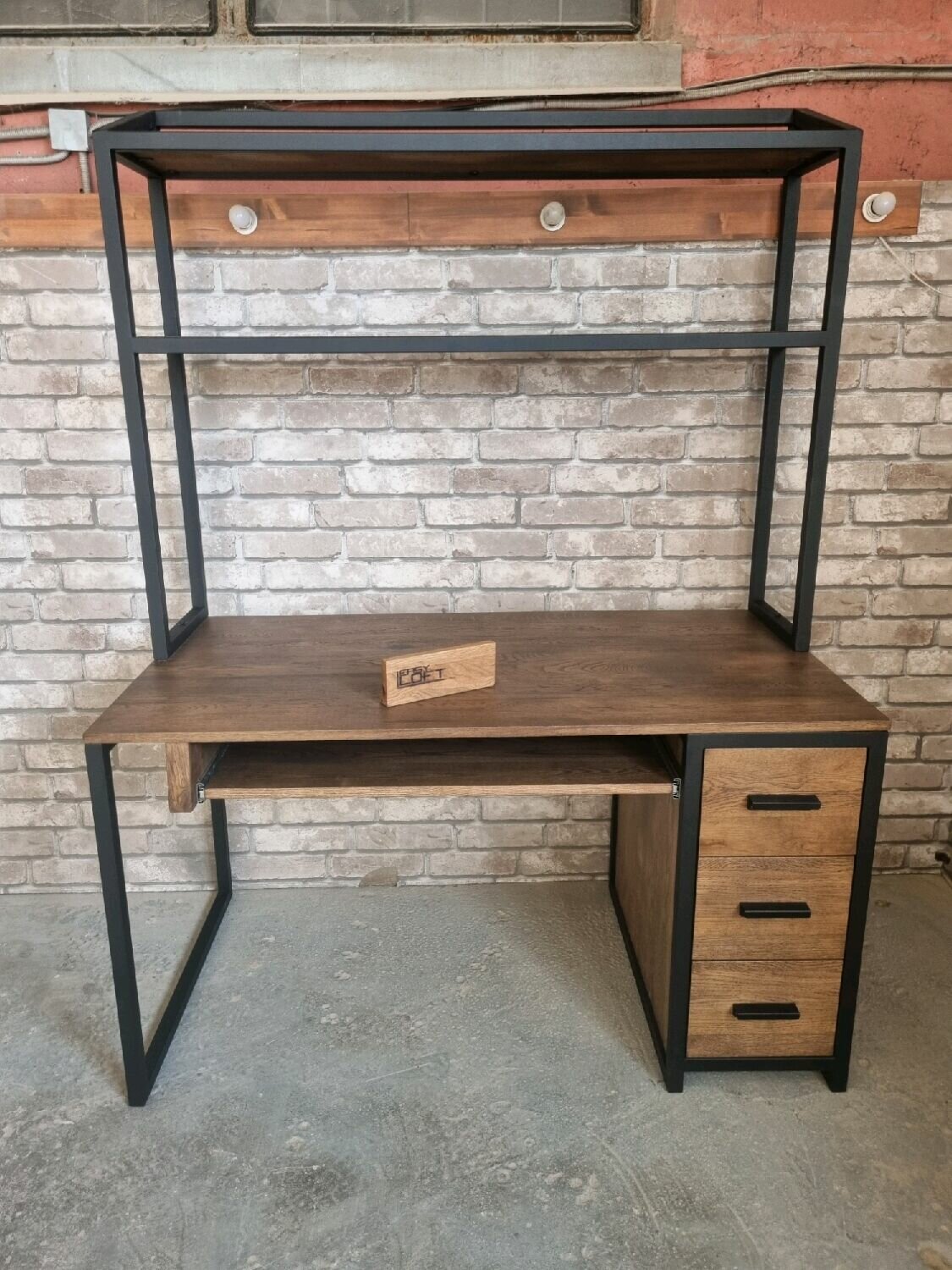 Стол EasyLOFT в стиле лофт, письменный, компьютерный, дуб, 140x70x190 см, цвет орех