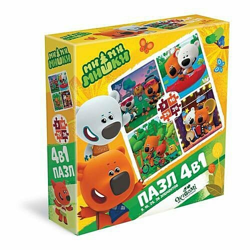 Пазлы 9 дет,16 дет,25 дет,36 деталей. Ми-Ми-Мишки. Приключения Мишек (4в1) 07004, (ООО "Оригами")