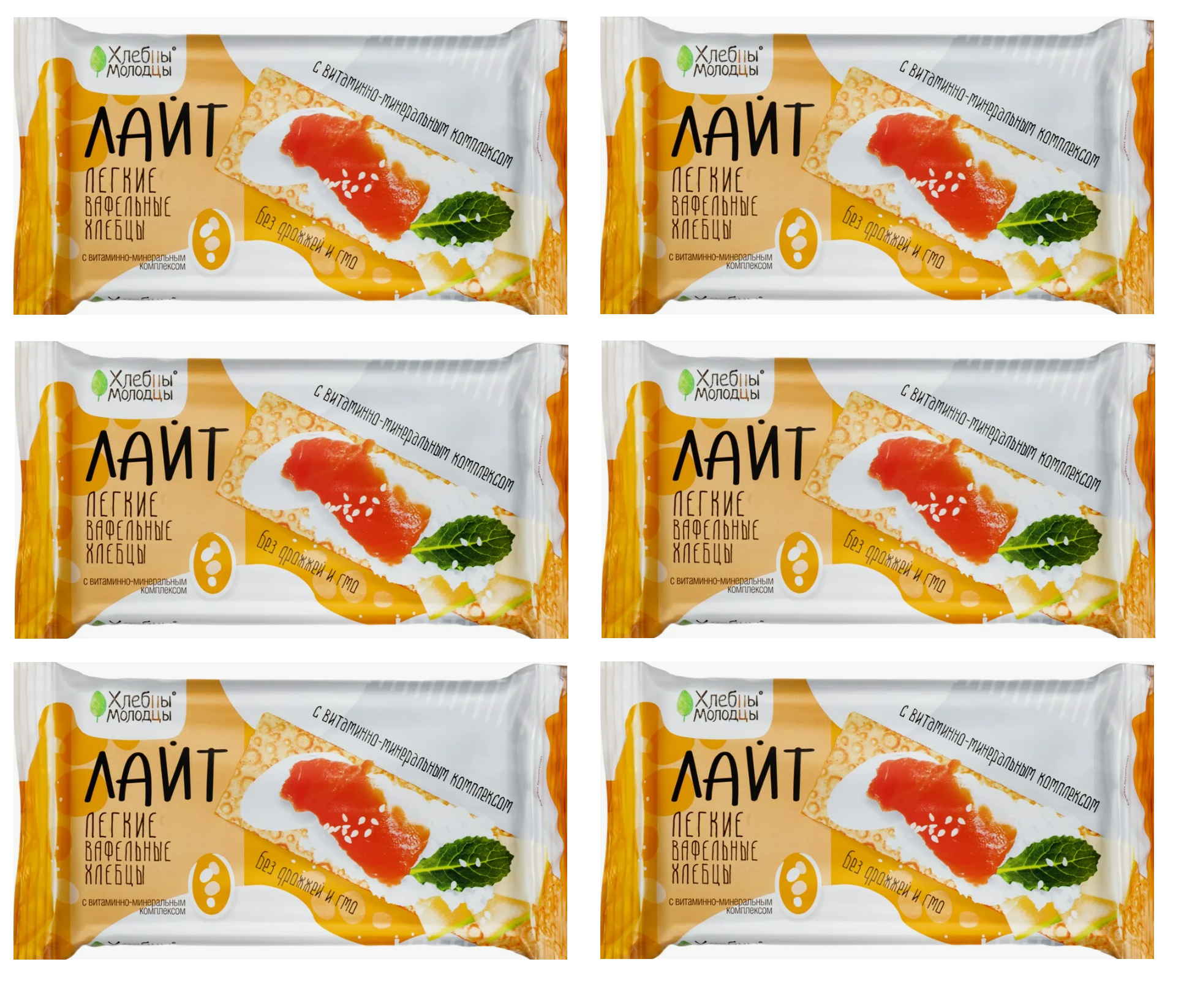 Хлебцы-Молодцы Хлебцы, Лайт с витаминами, 70 гр, 6 шт
