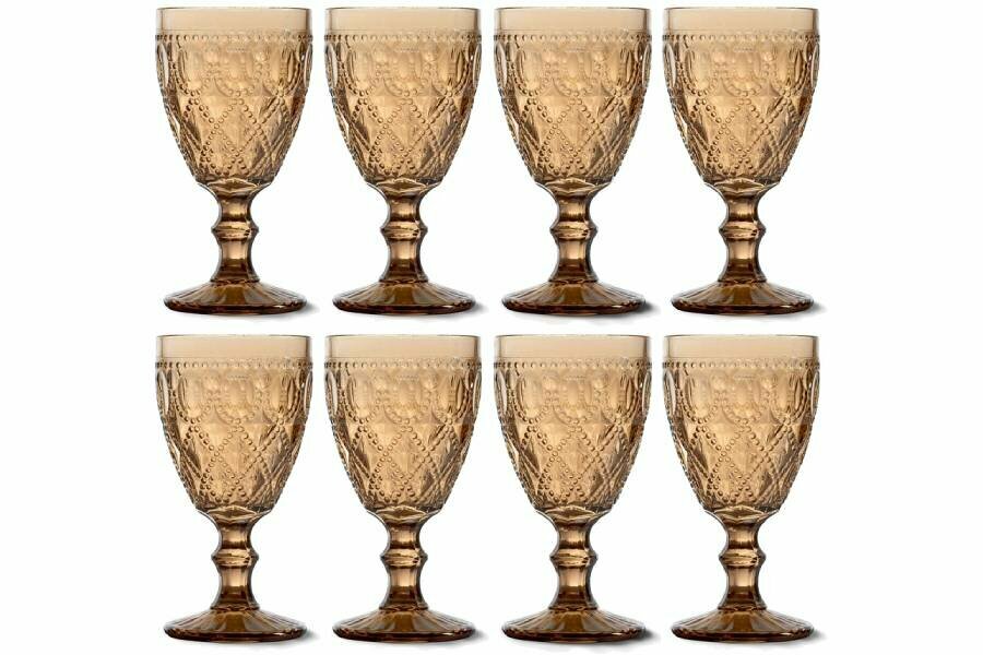 Набор бокалов для вина Dubai, янтарный, 0,4 л, 8 шт (WD Lifestyle)