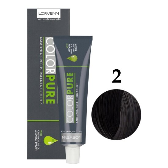Краска для волос безаммиачная Lorvenn Color Pure, тон 2