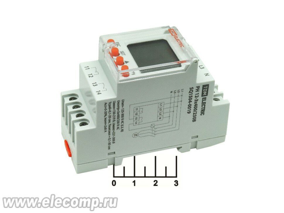 Реле контроля напряжения РН-12-3X400 трехфазное 2*8A TDM (SQ1504-0019)