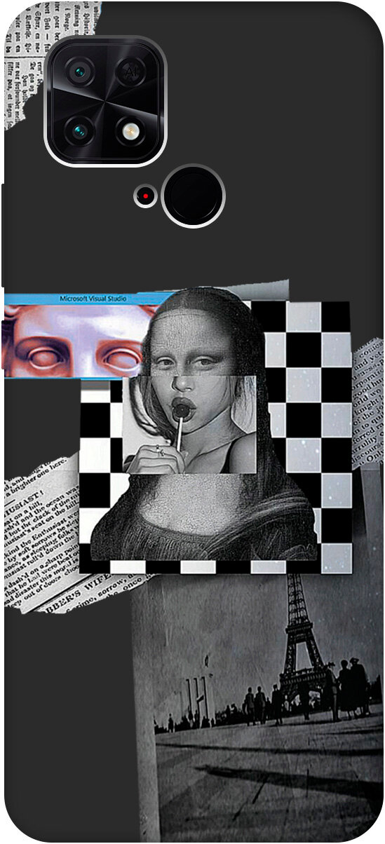 Матовый чехол Flight to Paris для Xiaomi Poco C40 / Сяоми Поко С40 с 3D эффектом черный