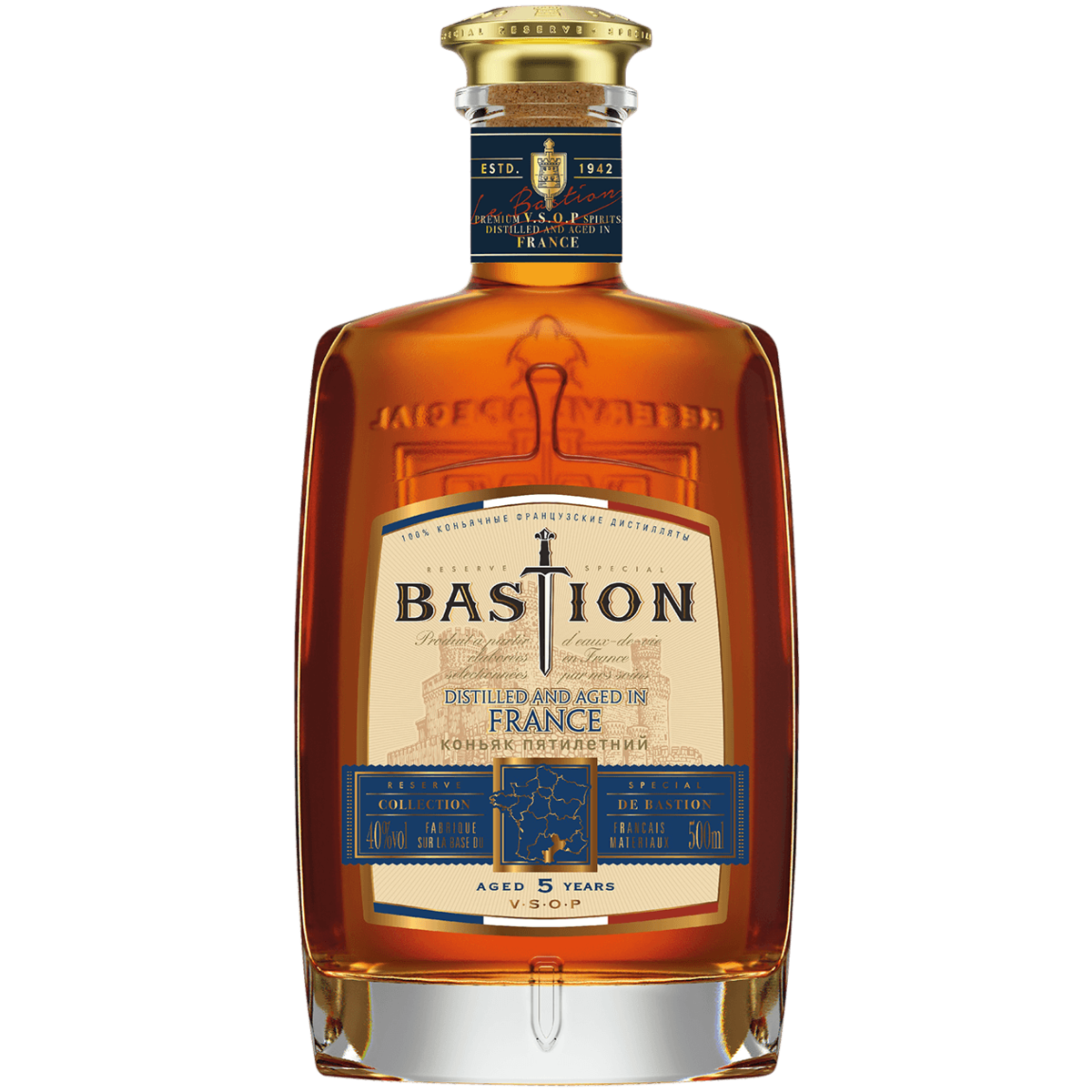 Коньяк Бастион Франс 5 лет 0,5 л
