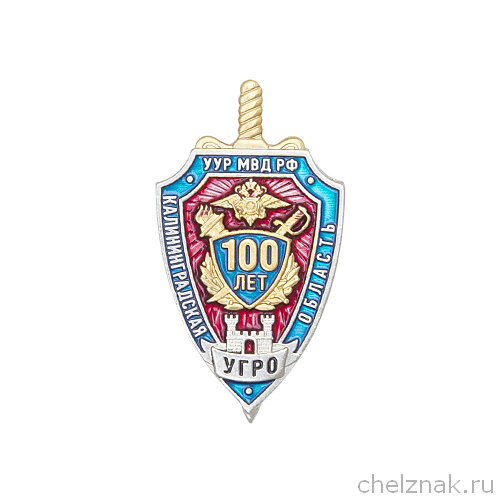 Знак «100 лет Управлению Уголовного розыска по Калининградской области» с бланком удостоверения