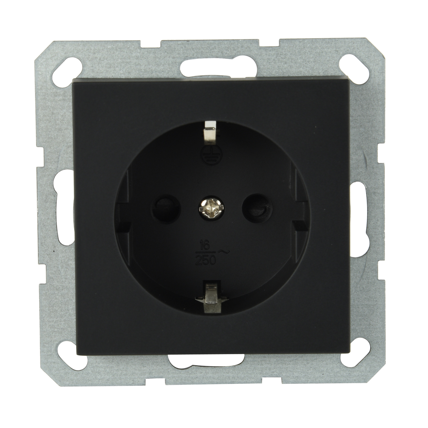 Розетка 2К+З, матовый черный
