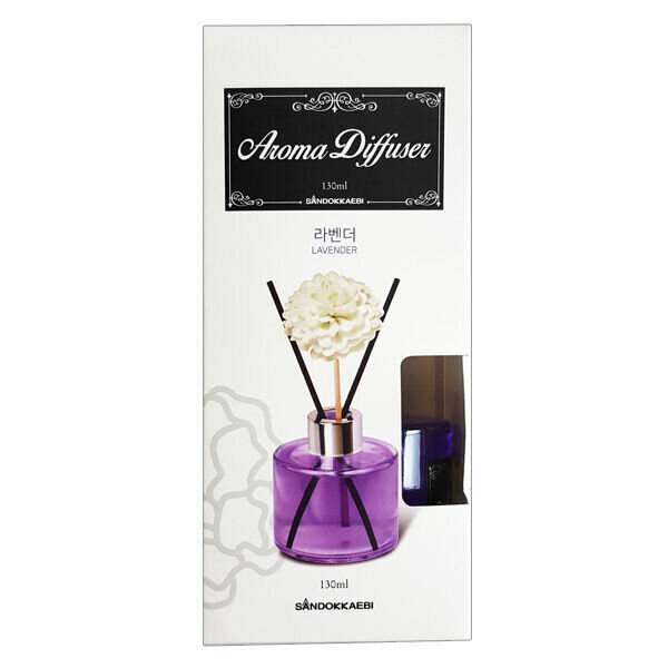 Sandokkaebi Жидкий освежитель воздуха Aroma Diffuser стеклянный флакон + палочки лаванда 130 мл