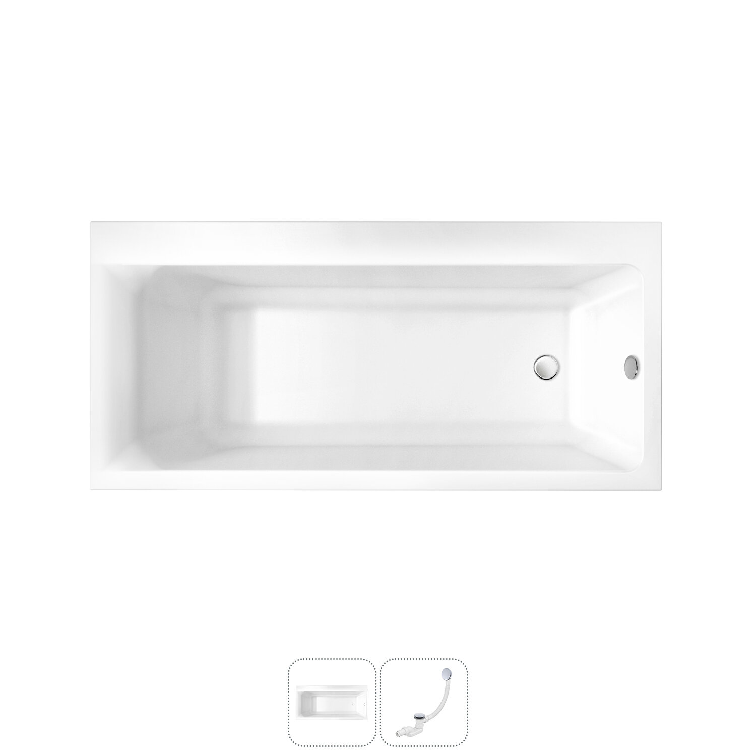 Акриловая ванна 170x80 Lavinia Boho Catani 202010735 в наборе 2 в 1: угловая ванна акриловая 170 x 80 см (правый разворот), слив-перелив