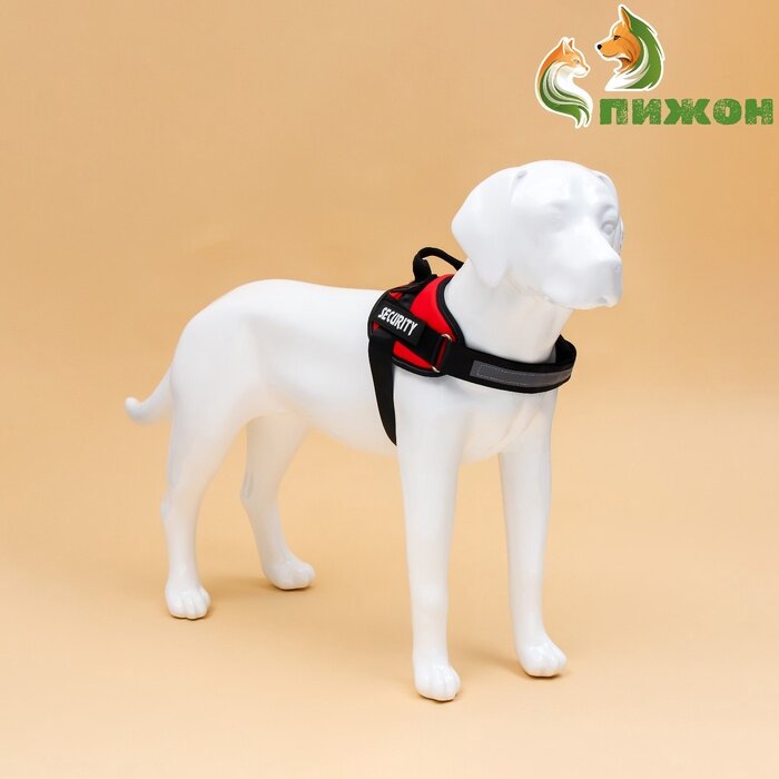 Шлейка К9, размер M, ОГ 55-65 см, вес 11-20 кг, мягкая, светоотражающая, красная