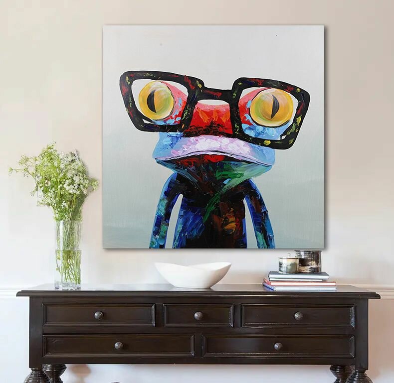 Картина "Лягушка" ВсеКартины. Тут, 50x50 см, на подрамнике, дерево, печать