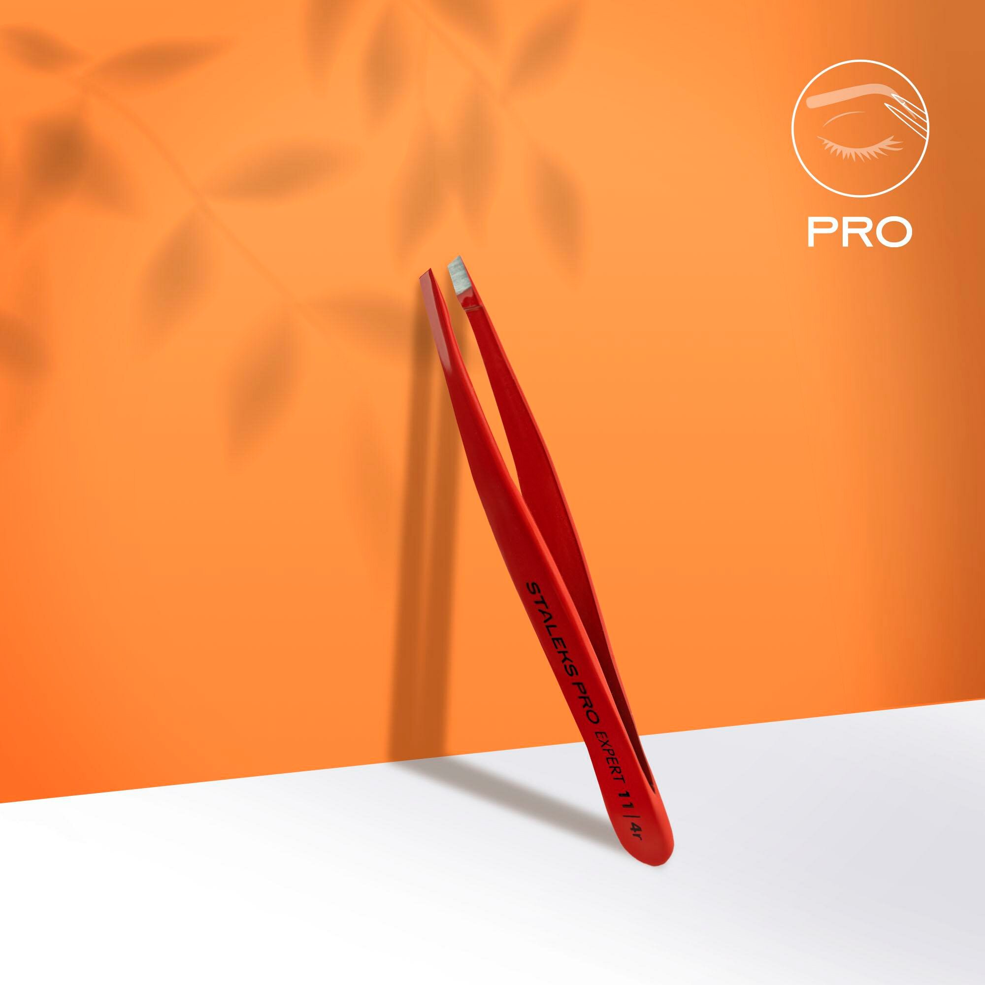 Пинцет для бровей EXPERT 11 TYPE 4r (узкие скошенные кромки), красный