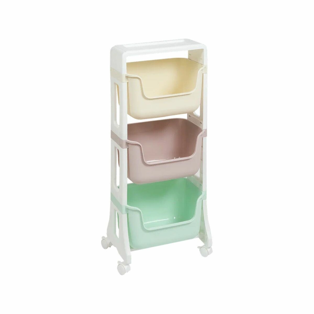 Этажерка на колесах Violet Junior, 3 корзины, 395 x 260 x 943 мм, пластик, мультиколор