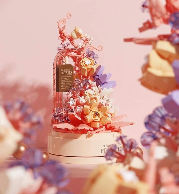 Конструктор 3D из миниблоков Balody Музыкальные Цветы с подсветкой, 560 деталей - BA21238