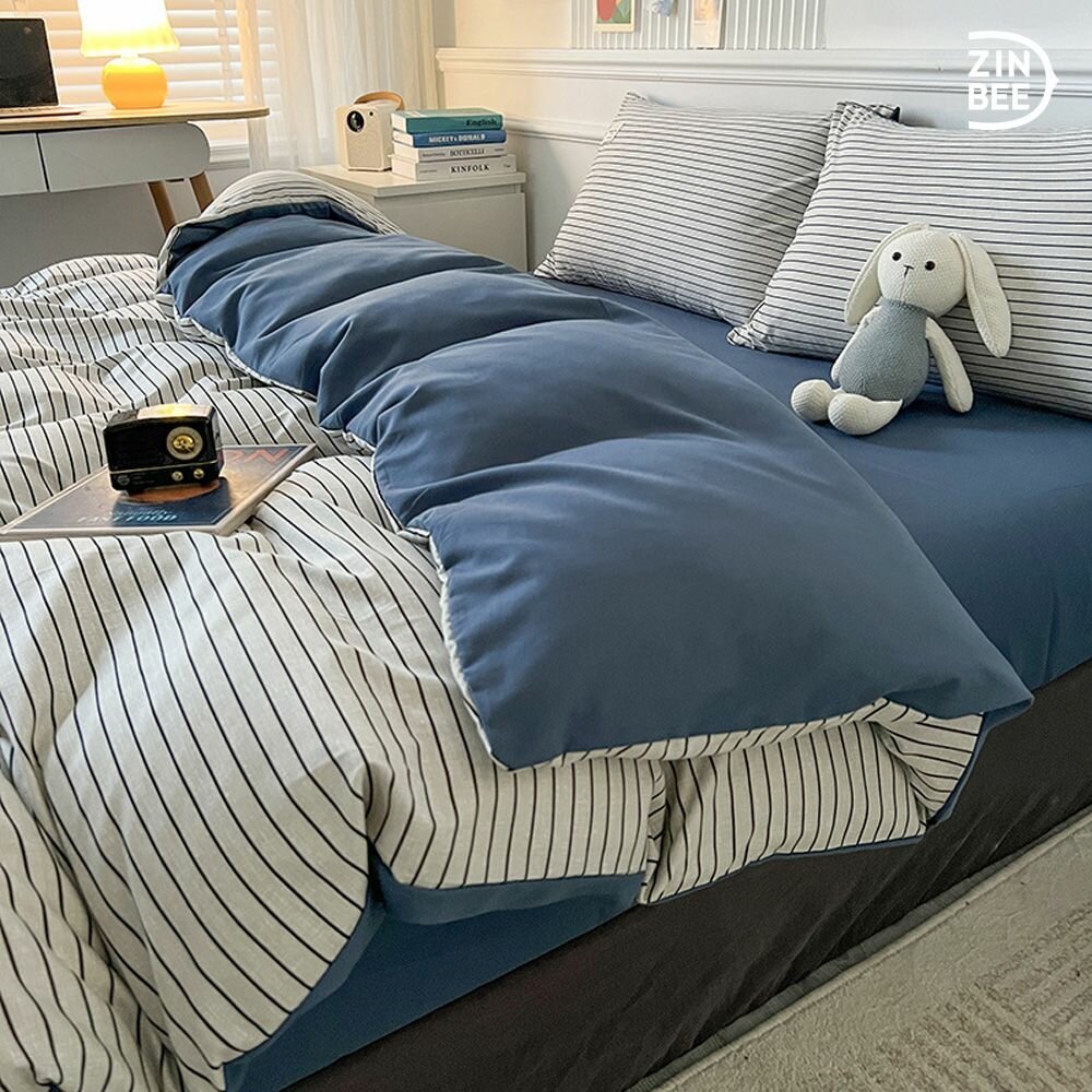 Пододеяльник А класс, стиранный хлопок Комплект из 4-х частей, пододеяльник 150*200, простыня 160x230 Чехол для подушки 48x74*1