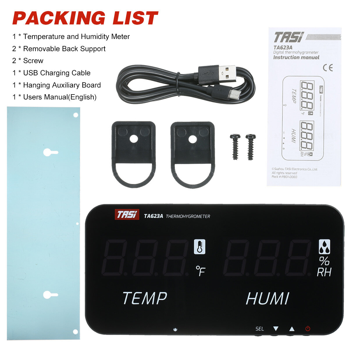 Интеллектуальный термогигрометр TASI, LED-дисплей, для помещений и улицы