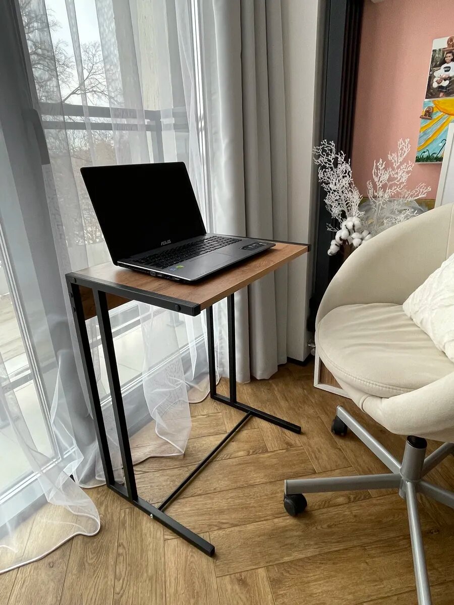 Столик журнальный, прикроватный, лофт, ЛДСП, металл, 56х40х70 см