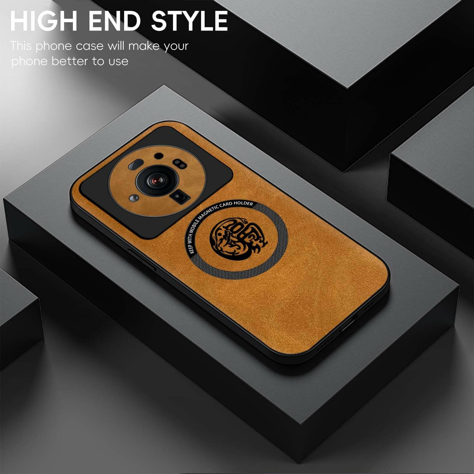 Чехол для смартфона Xiaomi 12S Ultra/Сяоми 12S Ультра Роскошная кожа magsafe противоударный , Защита от падения, Корпус мобильного телефона с защитой камеры