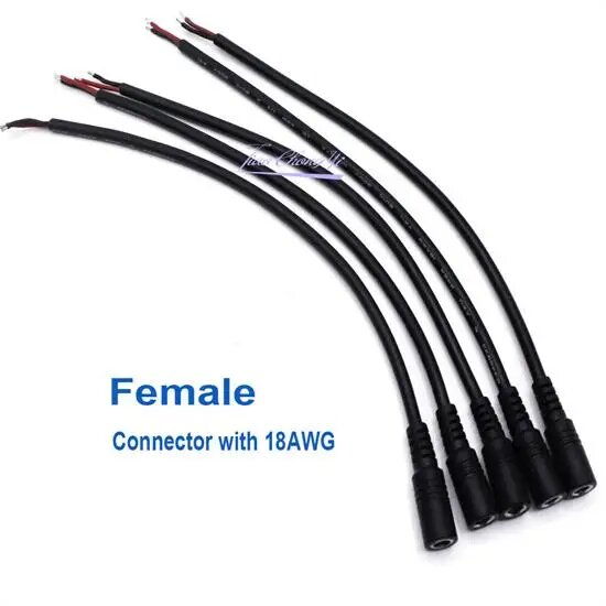 18AWG DC Female разъем питания 5.5x2.5mm