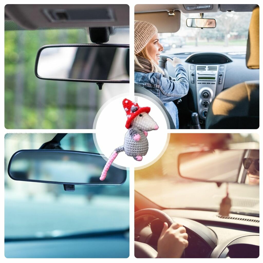 Украшения для зеркала заднего вида автомобиля Cute Possum-Шляпка-Гриб