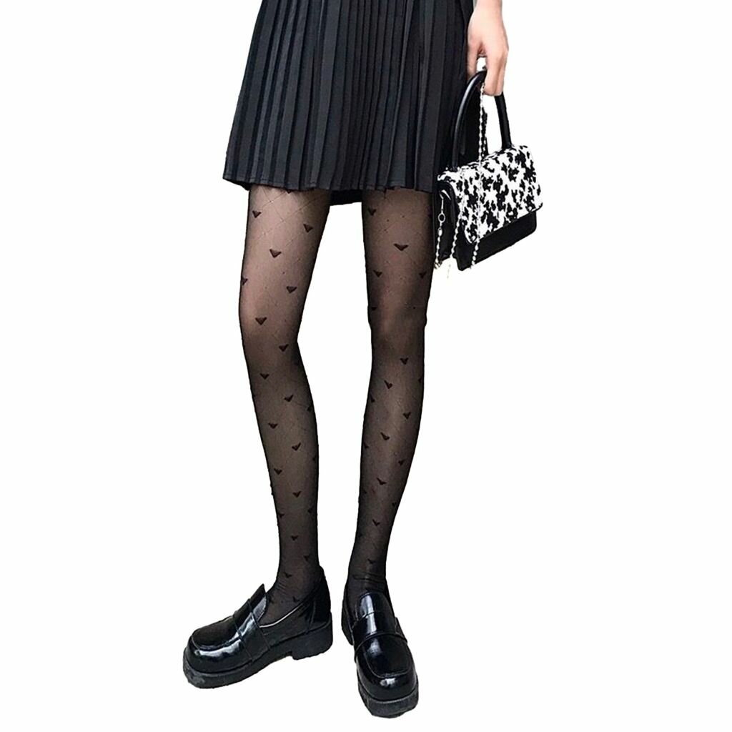 Колготки в клетку с бриллиантами Small love в горошек-черный
