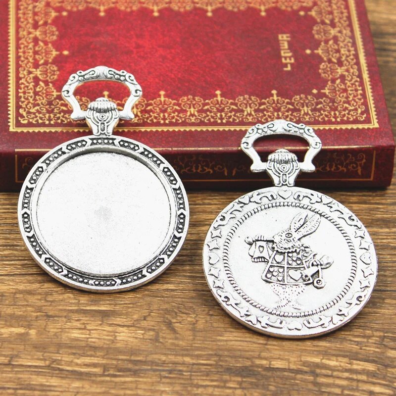 Кабошон для часов 35 мм, античная бронза, серебряный цвет Antique Silver