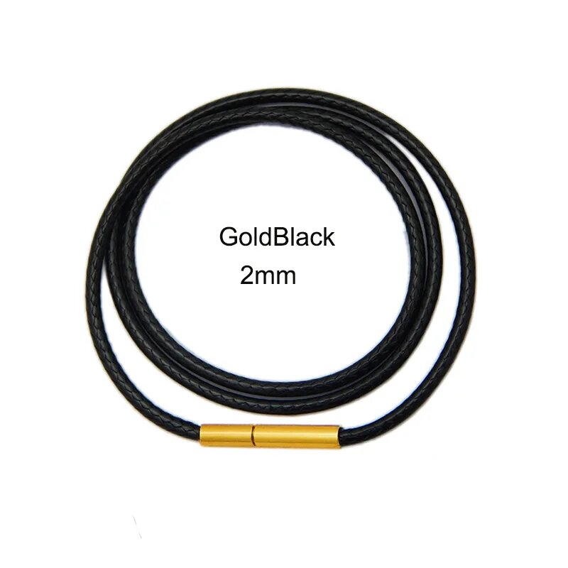 Кожаная цепочка SRKASHI 50cm, GoldBlack2mm