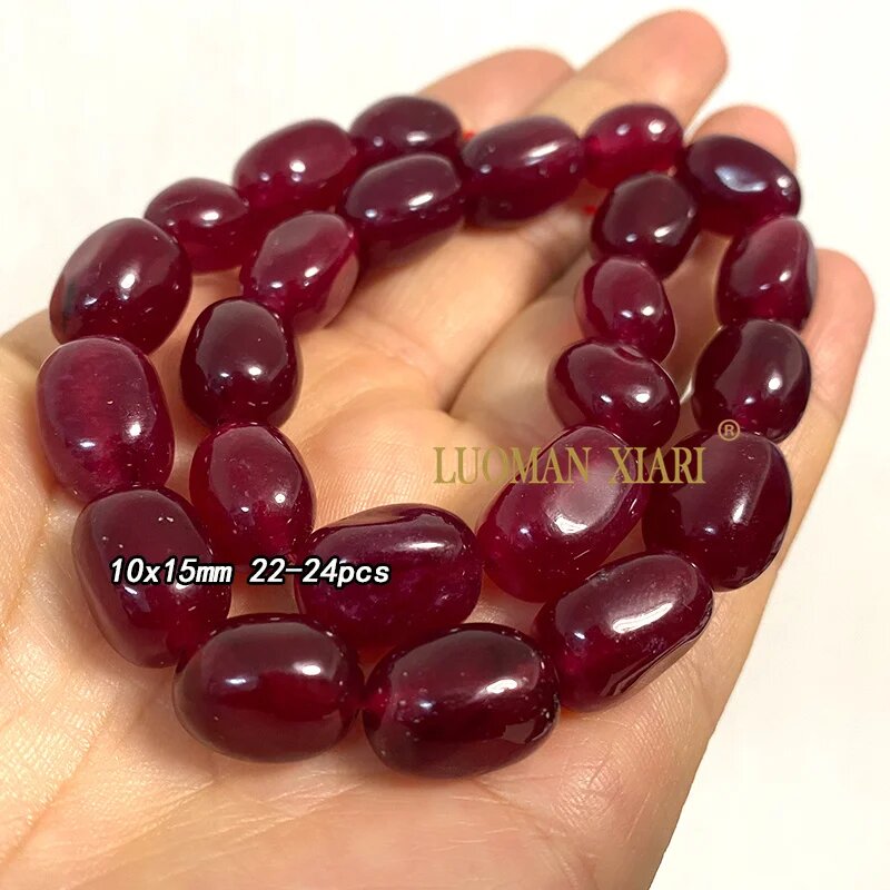 Натуральные бусины из халцедона и рубина LUOMAN XIARI 10x15mm chips