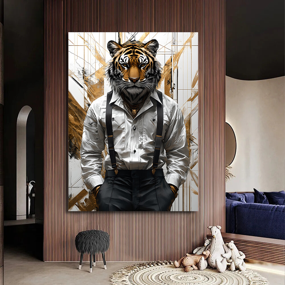 Картина тигр на стену / постер звери, картина на холсте, 60х80 см.
