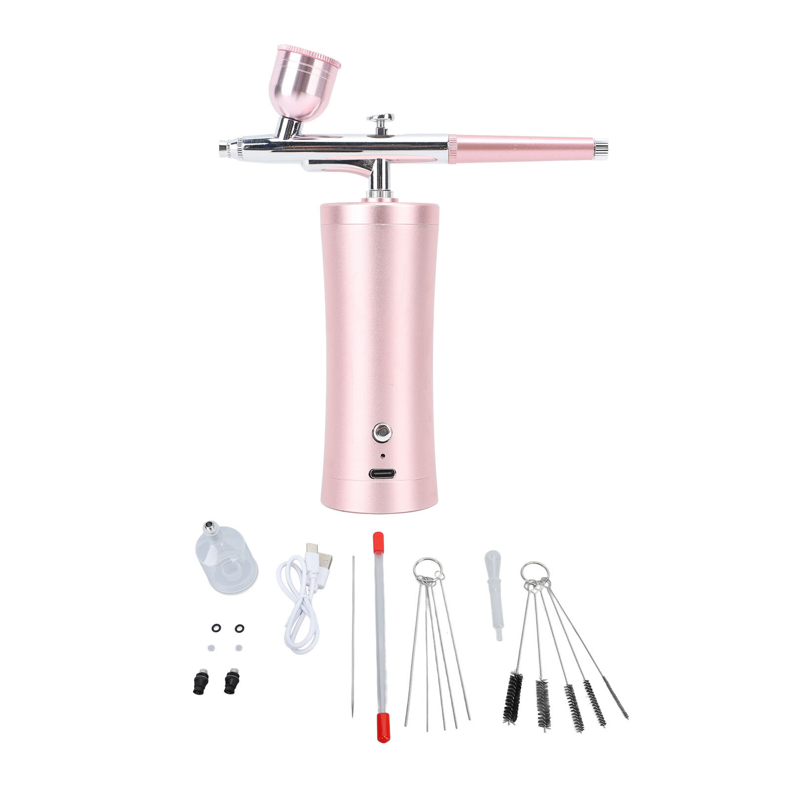 30PSI Electric Airbrush Kit Cordless Makeup USB Charging Set for Nail Art Tattoo Model Colouring Pink