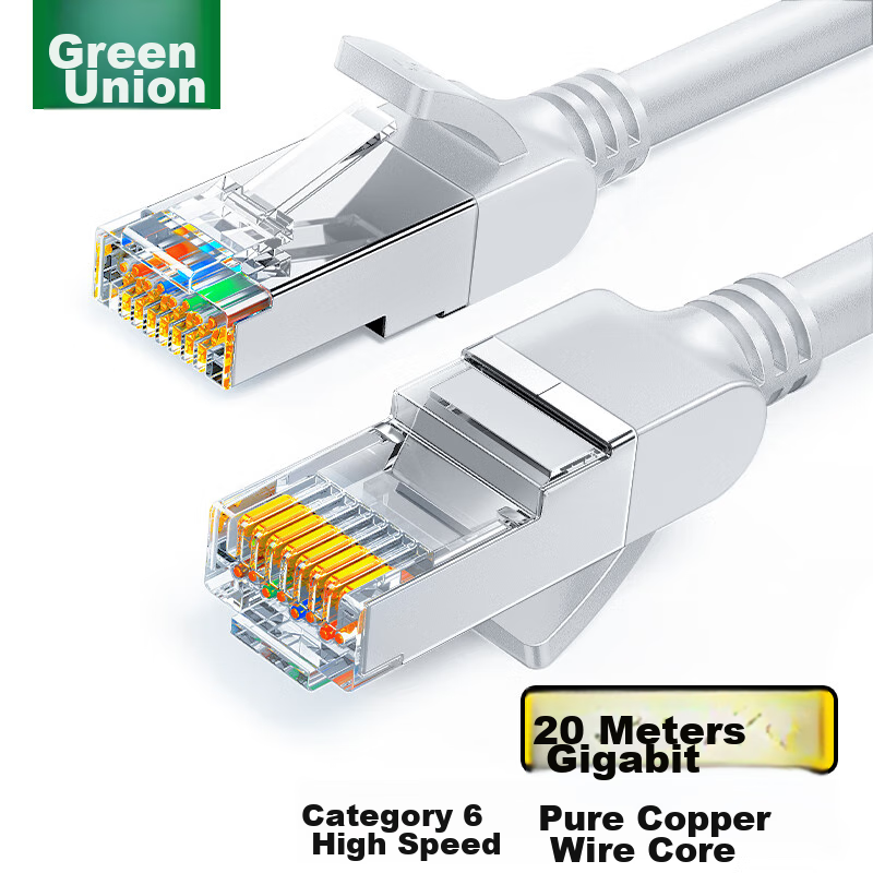 UGREEN CAT6 Pure Copper Ethernet Cable, Gigabit Network High-Speed Connection Cable, Computer Broadband 8-Core Twisted Pair Cable, POE Powered Patch Cord, Gray And White, 20 Meters, 25033